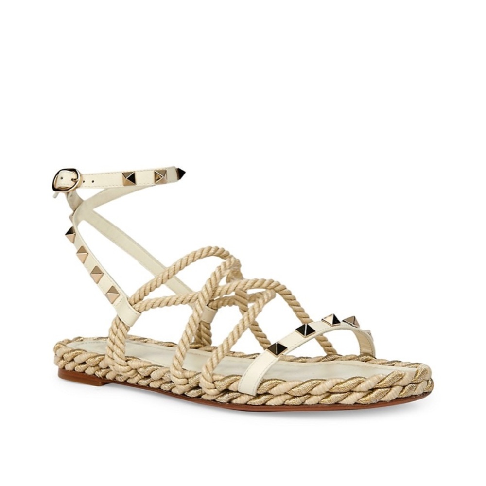 Valentino Rockstud Rope Sandals - Gem